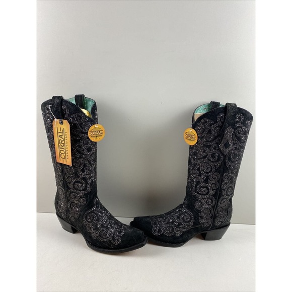 Corral Boots | Shoes | Nwb Corral Black Overlay Embroidery Leather Snip ...